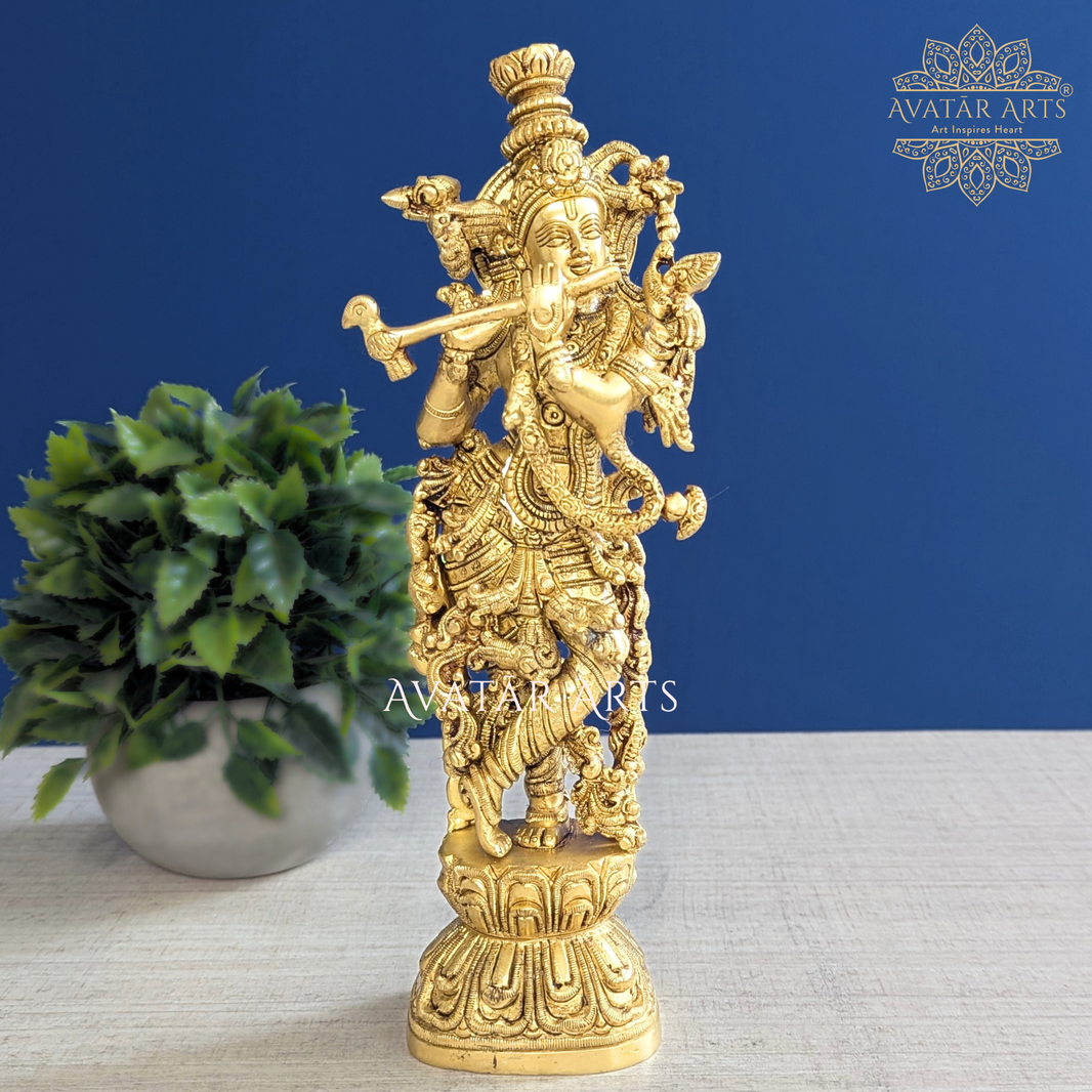 Buy Brass krishna Statues Idols | Buy Brass Radha Krishna idols & Cow ...