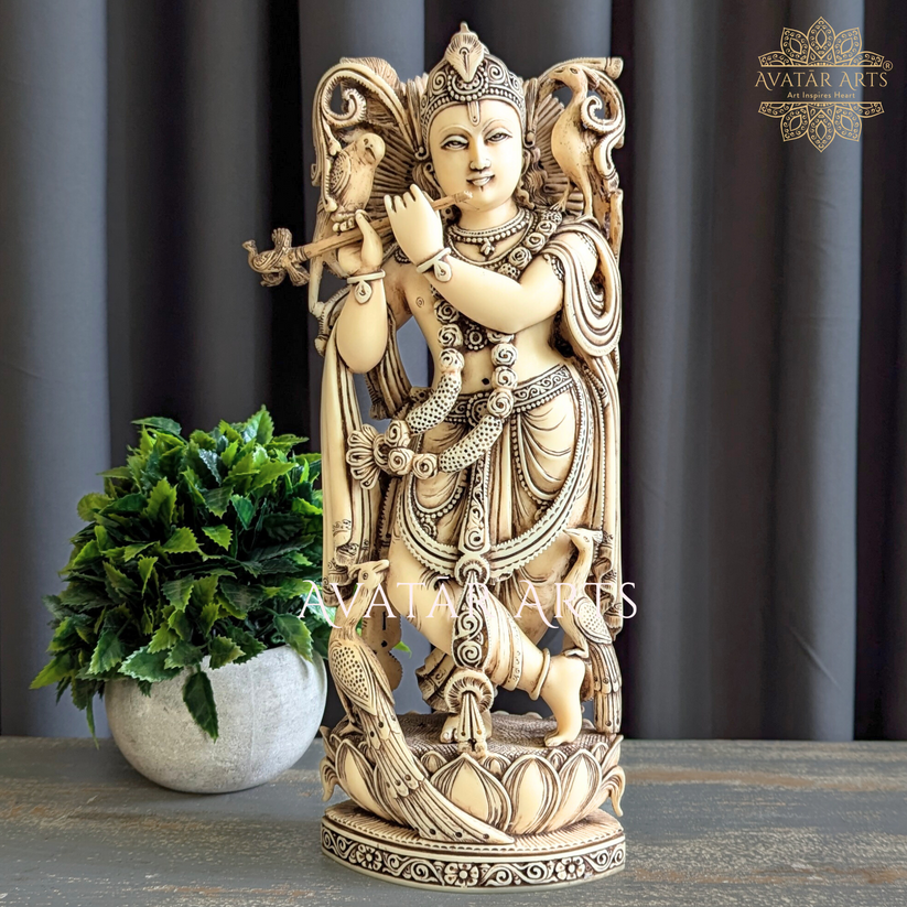 Lord Krishna Statue in Marble Powder – Avatar Arts