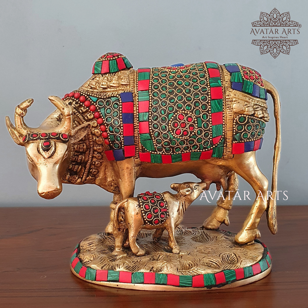 Buy Brass Cow And Calf Idol | Shop Brass Cow And Calf Statues idols ...