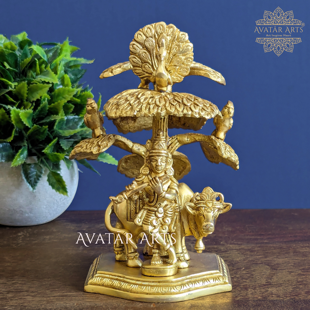 Buy Brass krishna Statues Idols | Buy Brass Radha Krishna idols & Cow ...