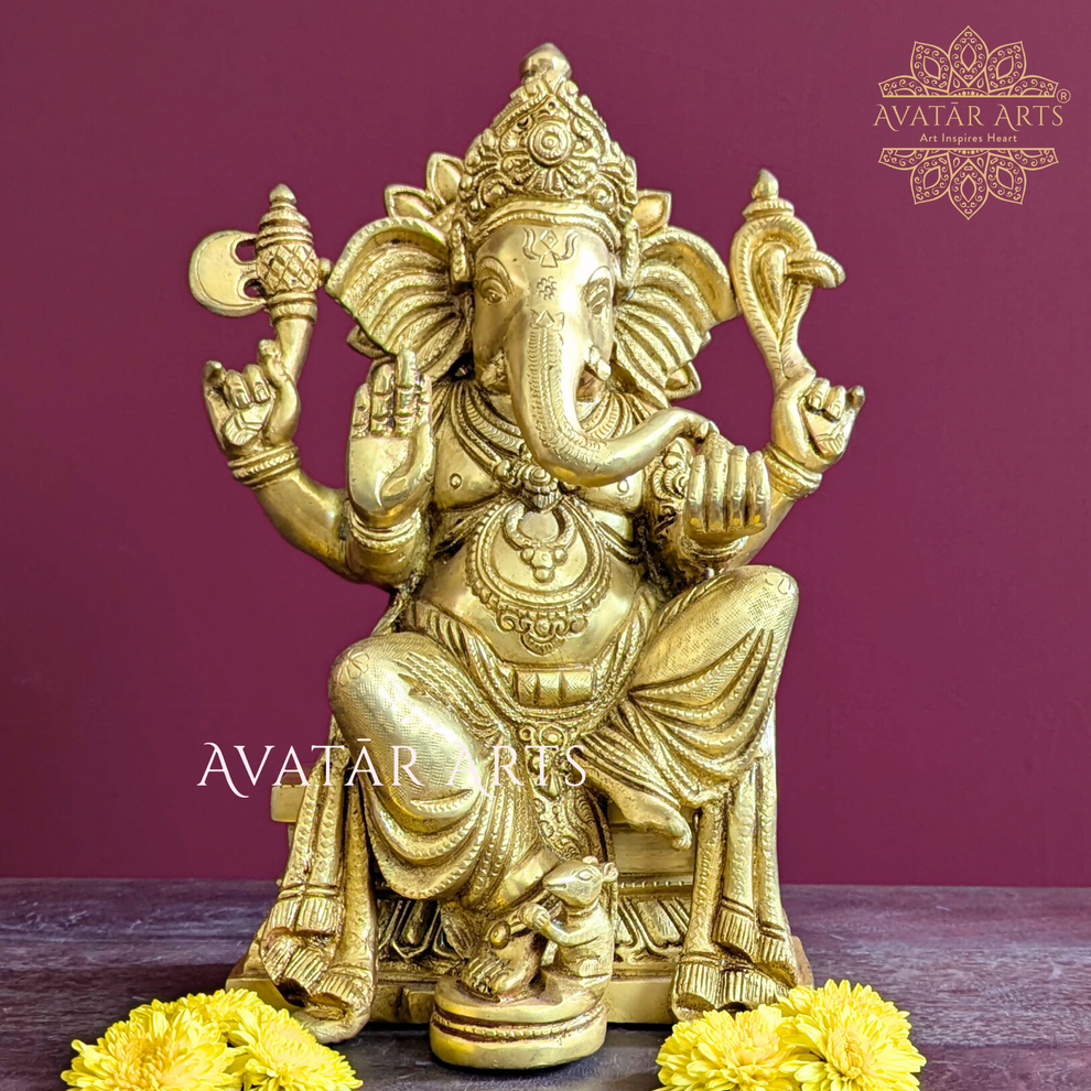 Lord Ganesha Lal Baag Ka Raja Statue in Brass – Avatar Arts