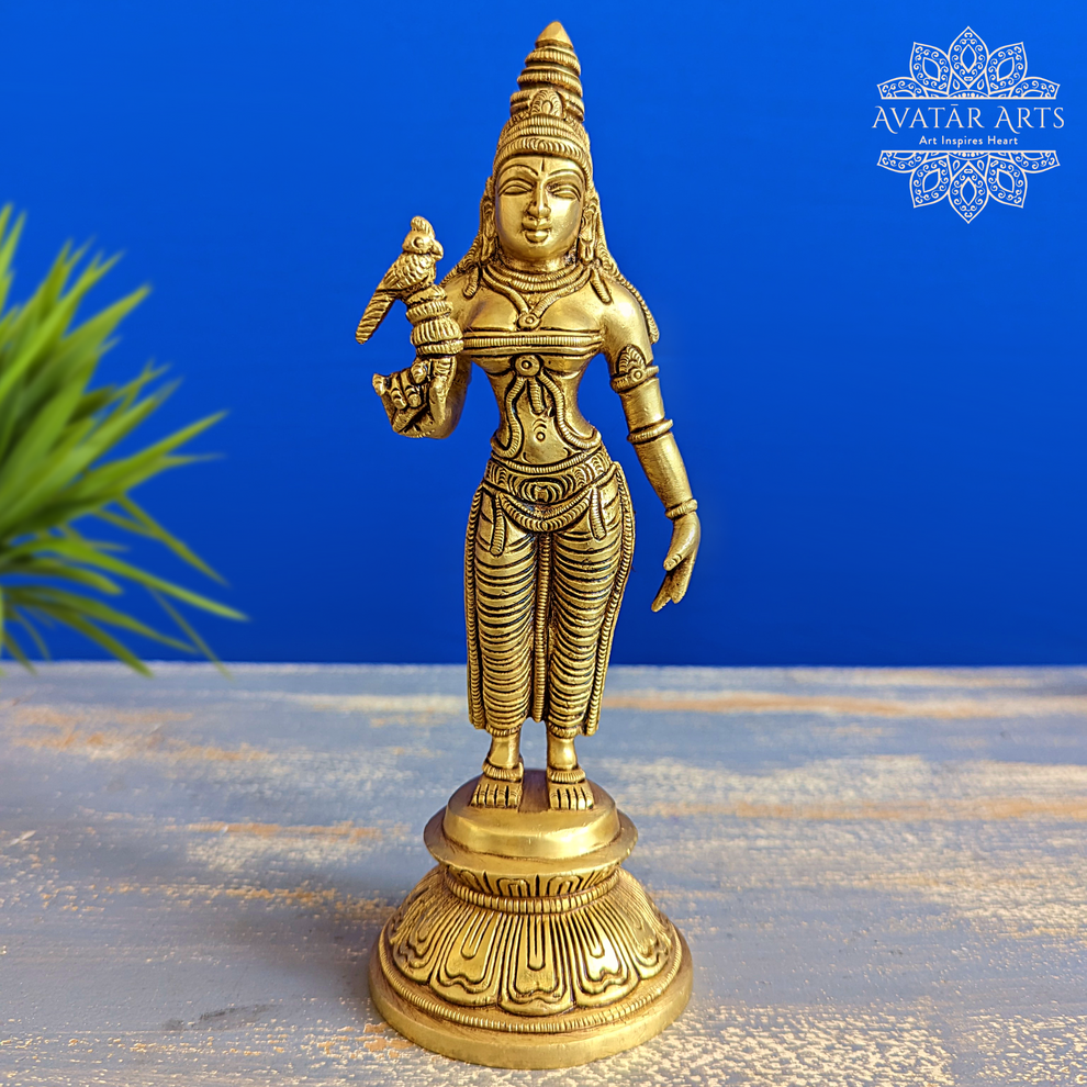 Goddess Meenakshi Amman Statue in Brass – Avatar Arts