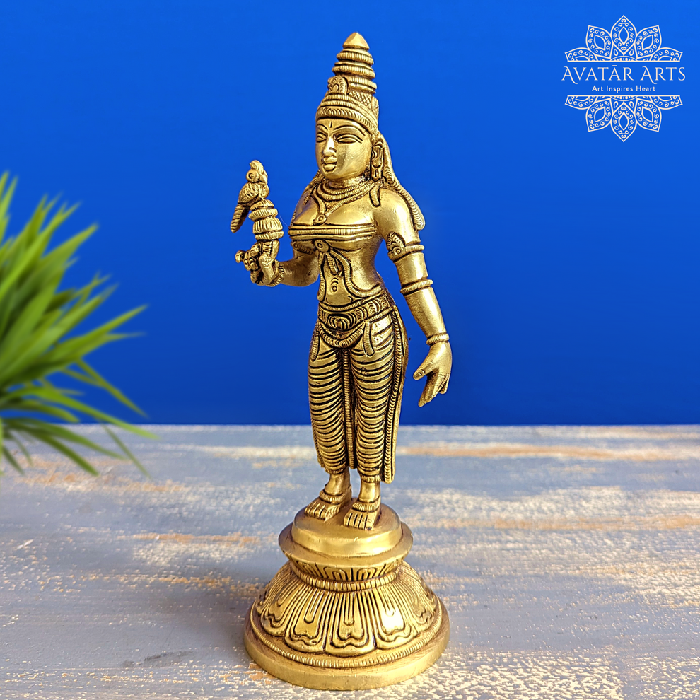 Goddess Meenakshi Amman Statue in Brass – Avatar Arts