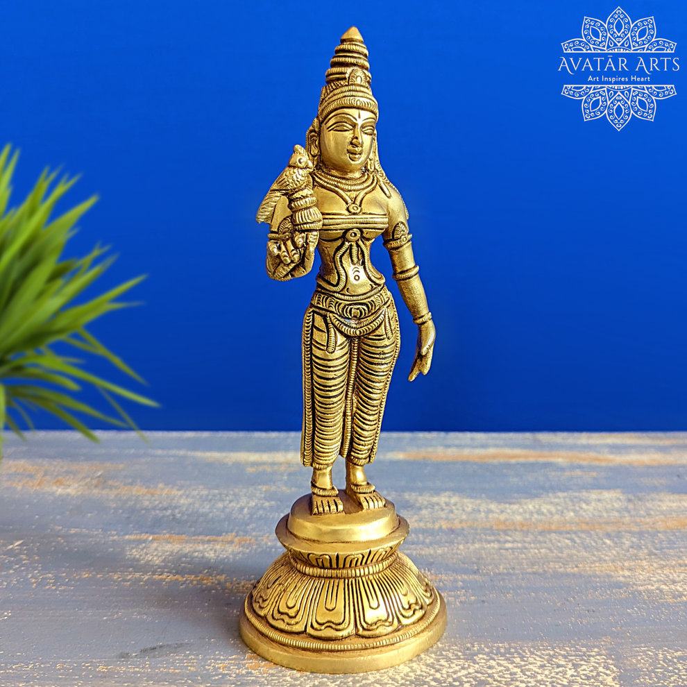 Goddess Meenakshi Amman Statue in Brass – Avatar Arts